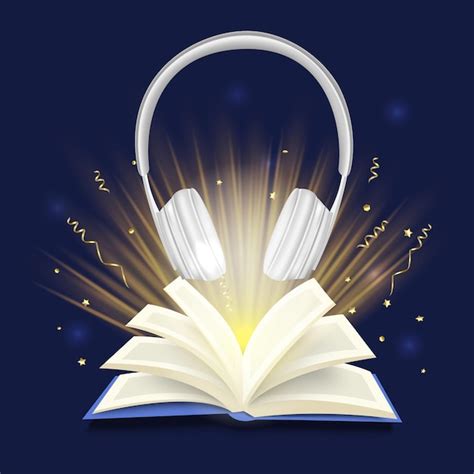 Premium Vector Digital Audio Book With Headphones Vector Illustration