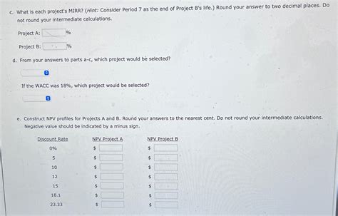 Solved C ﻿what Is Each Projects Mirr Hint Consider