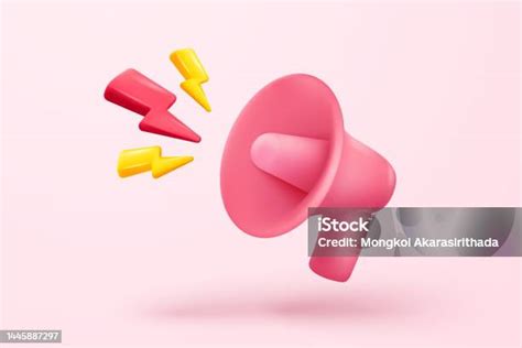 3d 메가폰 스피커 또는 확성기 불혼 백그라운드에서 홍보 마이크가 있는 확성기 시끄러운 우박 스피커폰 3d 아이콘 벡터 경고 및 발표를 위한 그림 렌더링 벡터에 대한 스톡