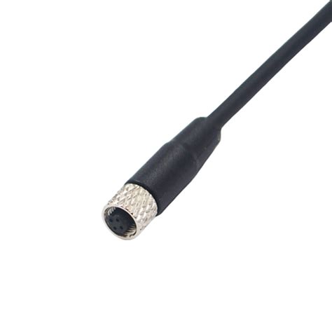 M5 3pins A code female straight cabler shielded PVC 40C 105C 26AWG 0 14mm² brass with nickel p