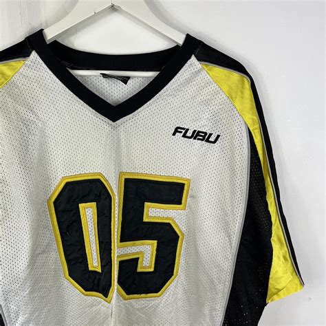 Fubu Jersey White Yellow Black Vintage Y2k Relaxed Depop