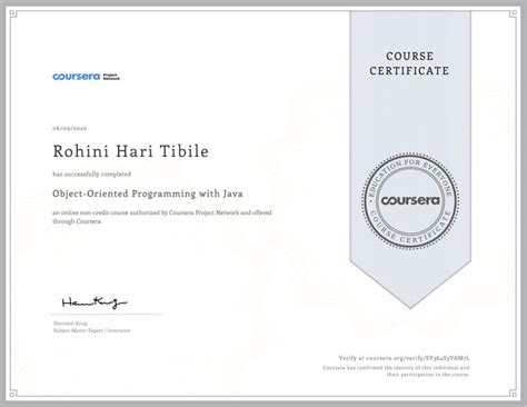 Rohini Tibile On Linkedin Java Oops Courseracertification
