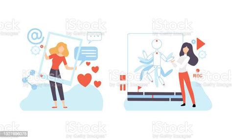 디지털 콘텐츠 작성 사람들 소프트웨어 개발의 기술 프로세스 Seo 최적화 플랫 벡터 일러스트레이션에 종사하는 소셜 미디어 마케팅