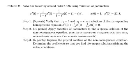 Solved Problem 9 Solve The Following Second Order Ode Using