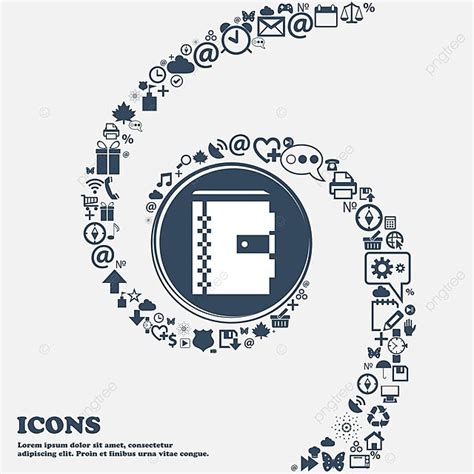 Centered Notebook Icon Amidst Beautiful Spiral Symbols All Vector