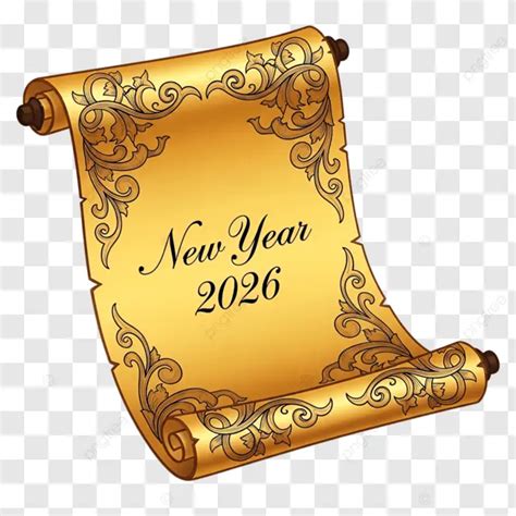 Golden New Year 2026 Scroll With Ornate Design New Year Golden Scroll