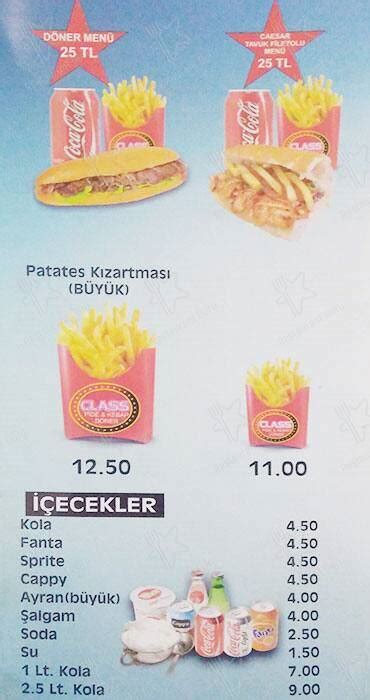 Menu At Class Istanbul
