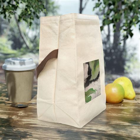 Green Black Abstract Art Canvas Lunch Bag Insulated Strap Lunchbox Etsy