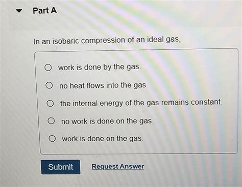 Solved Part Ain An Isobaric Compression Of An Ideal Gas Work