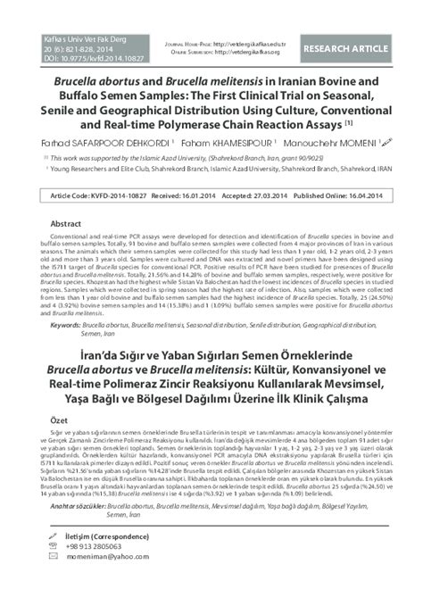 Pdf Brucella Abortus And Brucella Melitensis In Iranian Bovine And Buffalo Semen Samples The