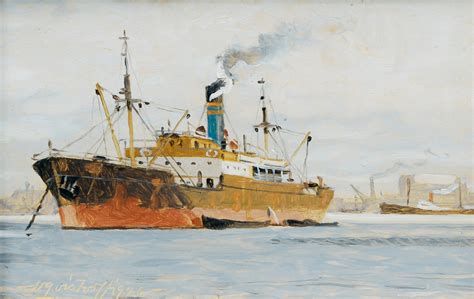 Victor Qvistorff An Anchored Cargo Ship 53354