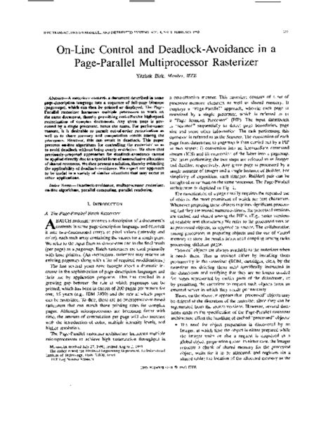 Pdf On Line Control And Deadlock Avoidance In A Page Parallel Multiprocessor Rasterizer