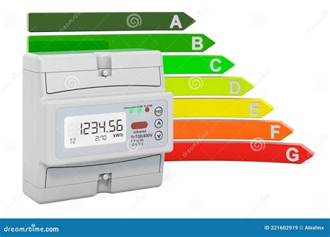 Electric Meter With Energy Efficiency Chart 3d Rendering Stock Illustration Illustration Of