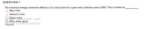 Solved Question 1 The Maximum Energy Conversion Efficiency