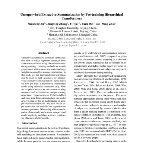 Unsupervised Extractive Summarization By Pre Training Hierarchical Transformers Acl Anthology