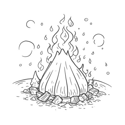 불타는 모닥불 개요 스케치 드로잉이 있는 색칠 페이지 벡터 모닥불 그림 모닥불 개요 모닥불 스케치 Png 일러스트 및 벡터 에 대한 무료 다운로드 Pngtree