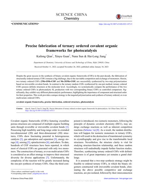 Pdf Precise Fabrication Of Ternary Ordered Covalent Organic