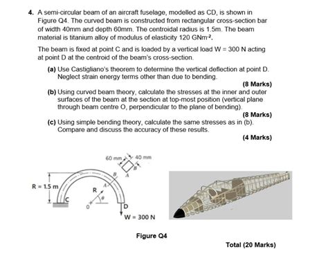 Solved 4 A Semi Circular Beam Of An Aircraft Fuselage