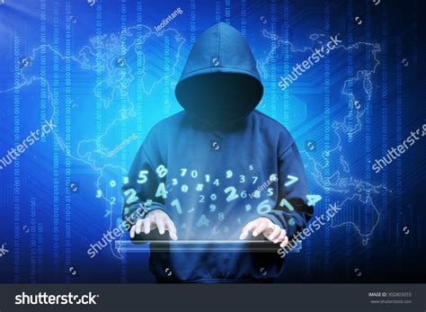 Computer Hacker Silhouette Hooded Man Binary Stock Photo Shutterstock