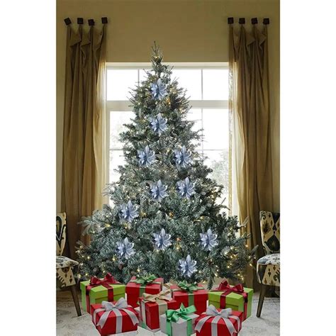 10 шт Рождественские цветы искусственные с блестками Poinsettia цветы Рождественская елка Декор