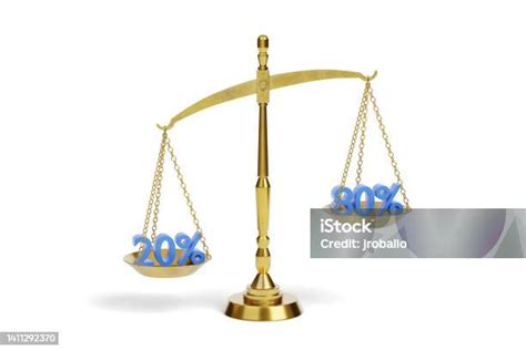 흰색 배경에서 격리 된 20 및 80 의 균형 척도 파레토 원리 개념 3d 그림 파레토 법칙에 대한 스톡 사진 및 기타 이미지 파레토 법칙 0명 20 Istock