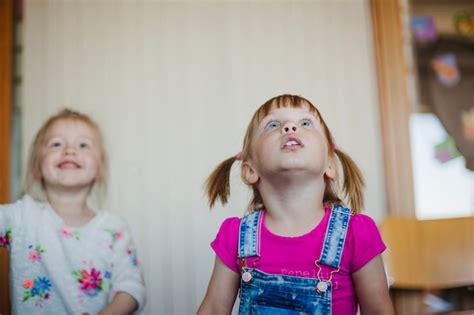 Free Photo Cute Lovely Girls Looking Up