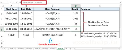 Days Function To Count Days Between Two Dates Excel Help
