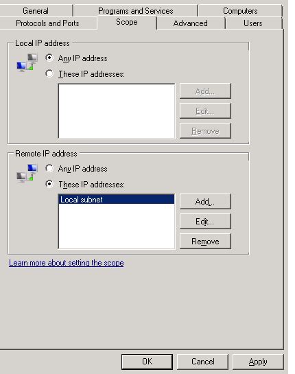 Windows Firewall Blocking Drive Mapping File Sharing On Vpn Subnets