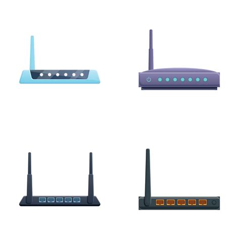 Various Router Icons Set Cartoon Wireless Wi Fi Router 47051390 Vector Art At Vecteezy