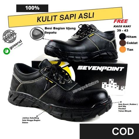 Sepatu Safety Pria Kulit Sefty Shoes Cowok Tali Safty Septi Lapangan