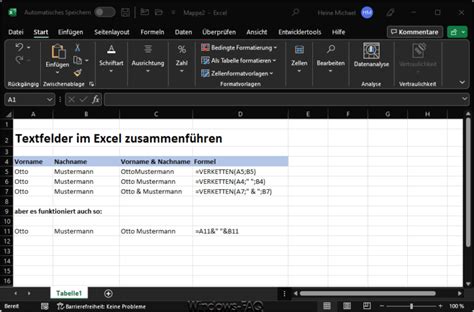 Textfelder Im Excel Zusammenf Hren Verketten Windows Faq