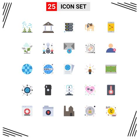 25 Thematic Vector Flat Colors And Editable Symbols Of Mobile Application App Share Database