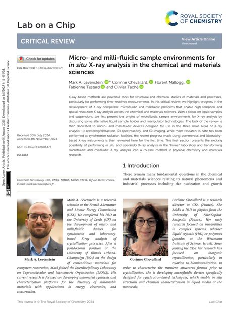 Pdf Micro And Milli Fluidic Sample Environments For In Situ X Ray