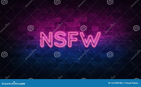 Nsfw Neon Sign Purple And Blue Glow Neon Text Brick Wall Lit By Neon
