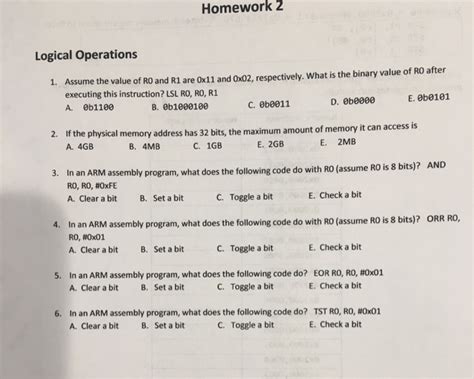 Solved Homework 2 Logical Operations 1 Assume The Value Of