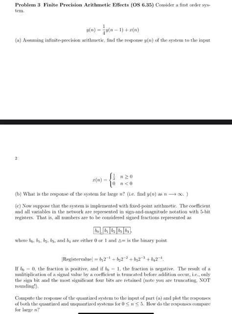 Problem 3 Finite Precision Arithmetic Effects Os