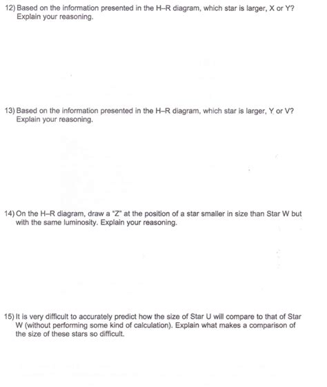 Solved Part II Application To The H R Diagram The Graph Chegg Com