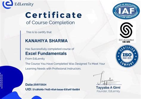 I Am Thrilled To Announce That I Have Successfully Completed The Excel Fundamentals Certificate