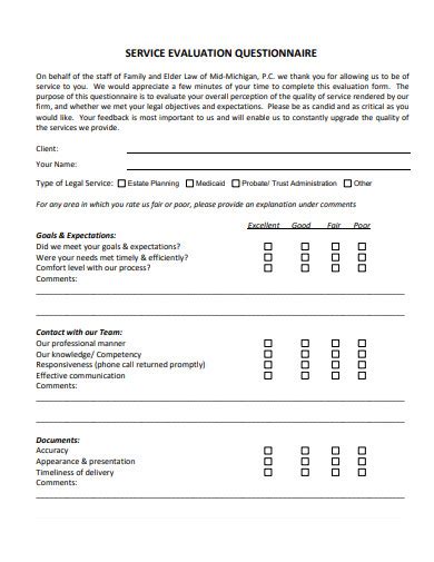 Free 33 Service Questionnaire Samples In Pdf Ms Word