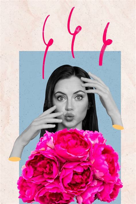 Vertical Creative Collage Picture Young Pretty Girl Blow Lips Fresh