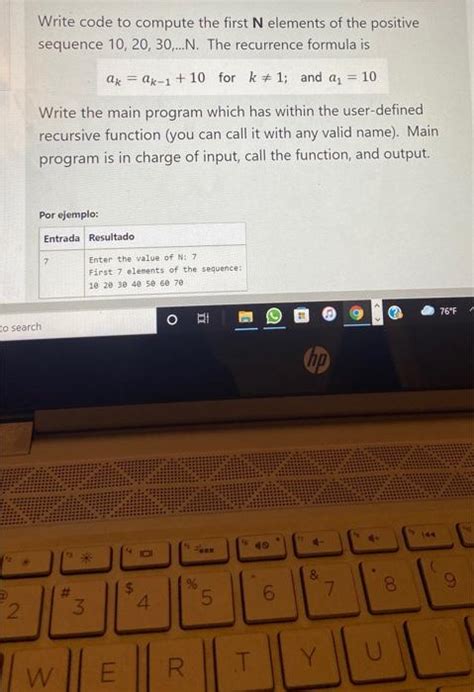 Solved Write Code To Compute The First N Elements Of The