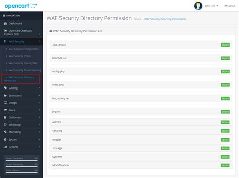 Opencart Security Module Web Application Firewall