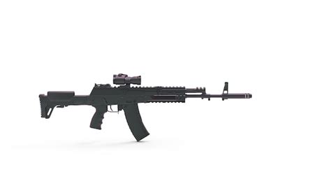 Akm 돌격 소총 3d 그림 색상 금속 부품 투명 바디 3d 렌더링 금 총 프리미엄 Psd 파일