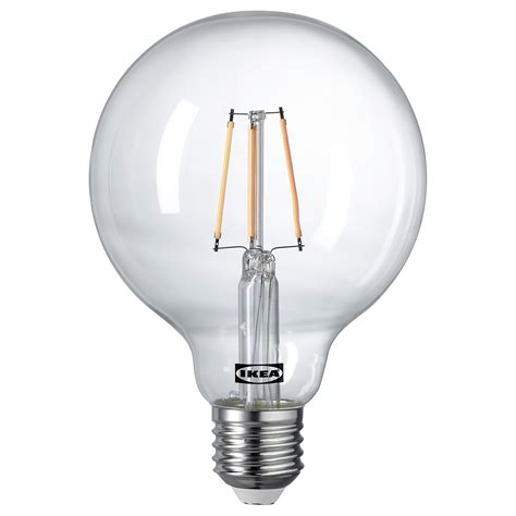 Lunnom Led Leuchtmittel E27 470 Lm Dimmbar Rundklarglas 95 Mm Ikea