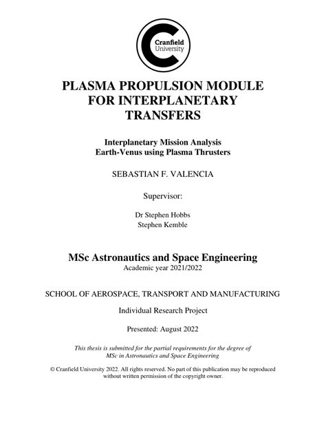 Pdf Plasma Propulsion Module For Interplanetary Transfers Interplanetary Mission Analysis