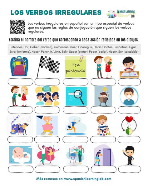 Los Verbos Irregulares En Español Ejercicios En Pdf Spanishlearninglab