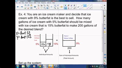 Algebra I And Ii 4 5 Solving Mixture Problems Using Systems Of Linear Equations Youtube
