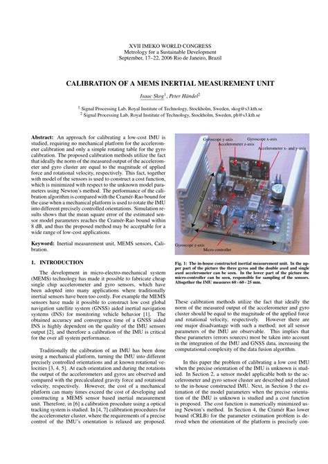 PDF Calibration Of A MEMS Inertial Measurement Unit