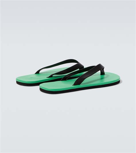 Leather Thong Sandals In Green Auralee Mytheresa