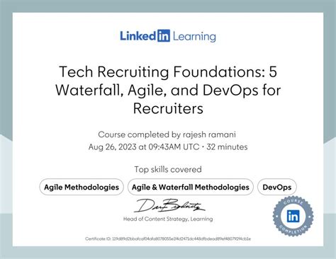 Rajesh Ramani On Linkedin Certificate Of Completion